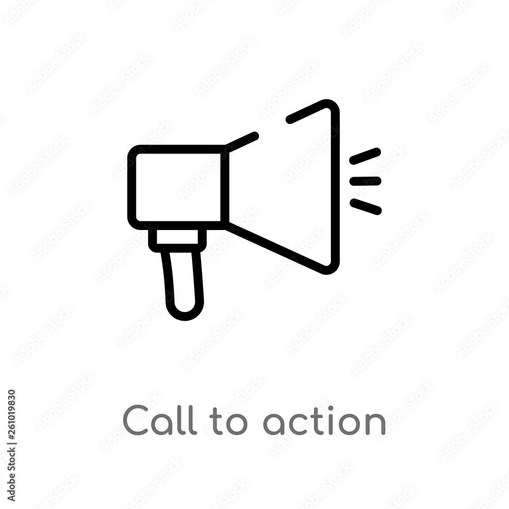 outline call to action vector icon. isolated black simple line element ...