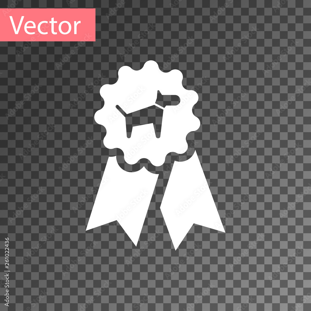 White Dog award symbol icon isolated on transparent background. Medal ...
