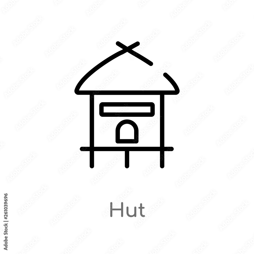 outline hut vector icon. isolated black simple line element ...