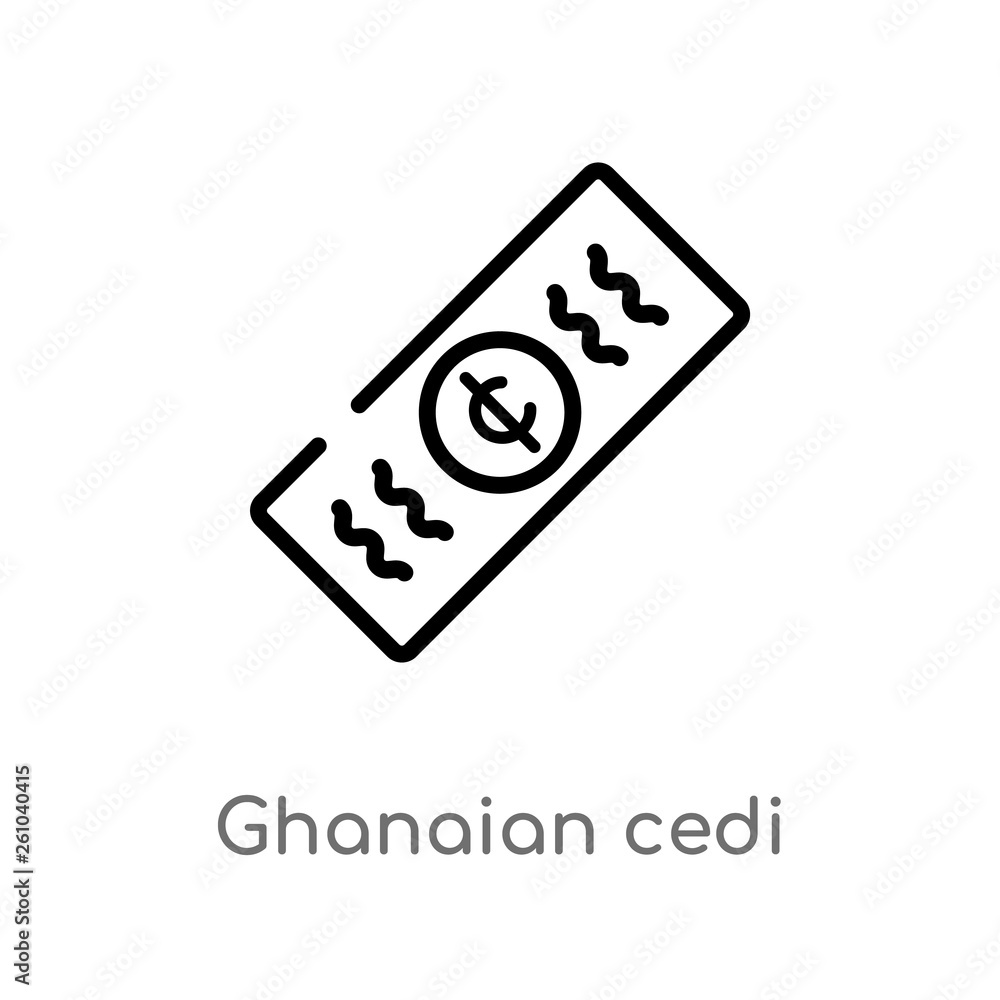 outline ghanaian cedi vector icon. isolated black simple line element ...