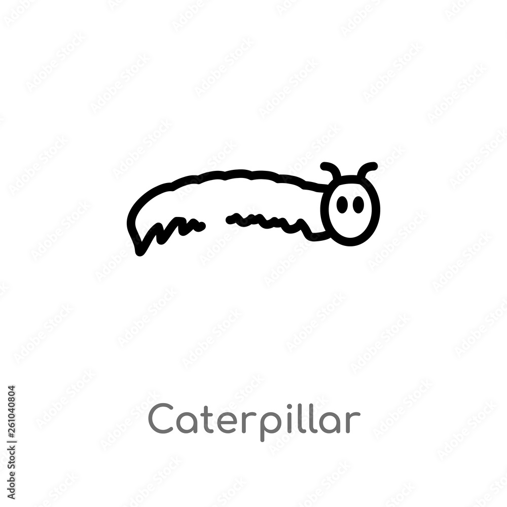 outline caterpillar vector icon. isolated black simple line element ...