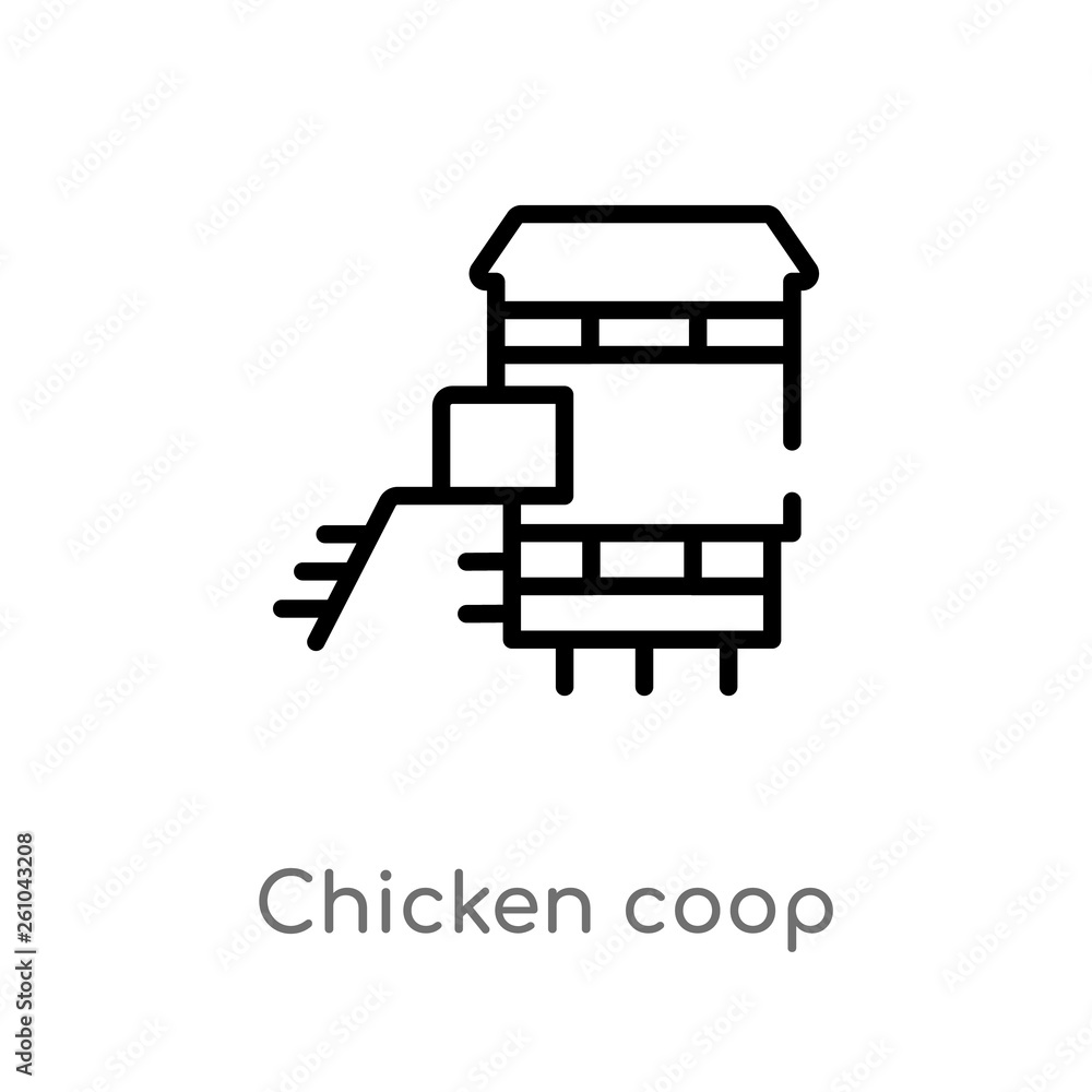 outline chicken coop vector icon. isolated black simple line element ...