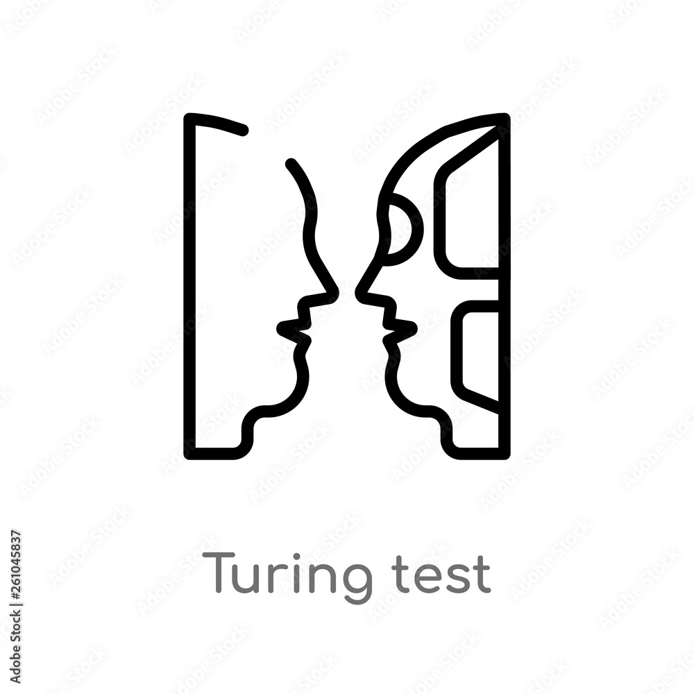 outline turing test vector icon. isolated black simple line element ...