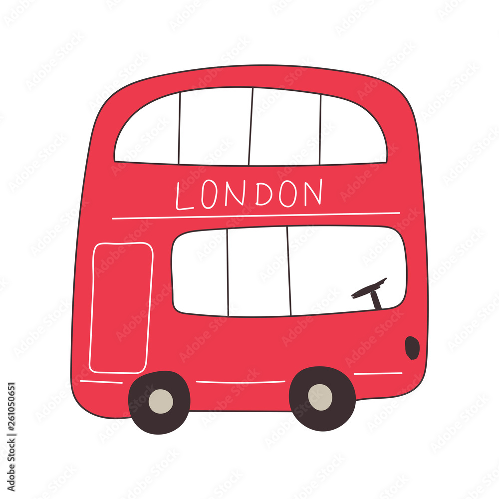London red bus cartoon vector illustration isolated on white background ...