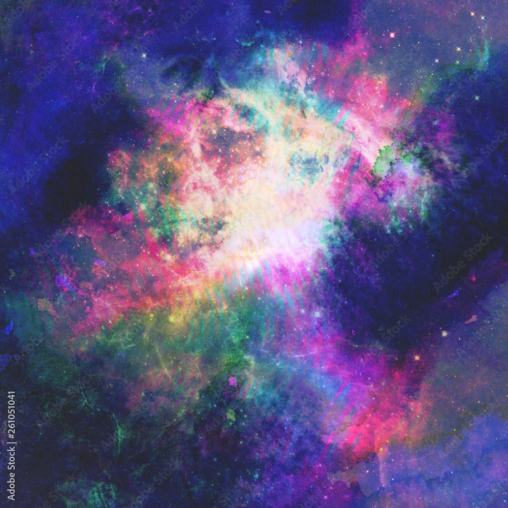 Abstract colorful space background. Stars of a planet and galaxy in ...