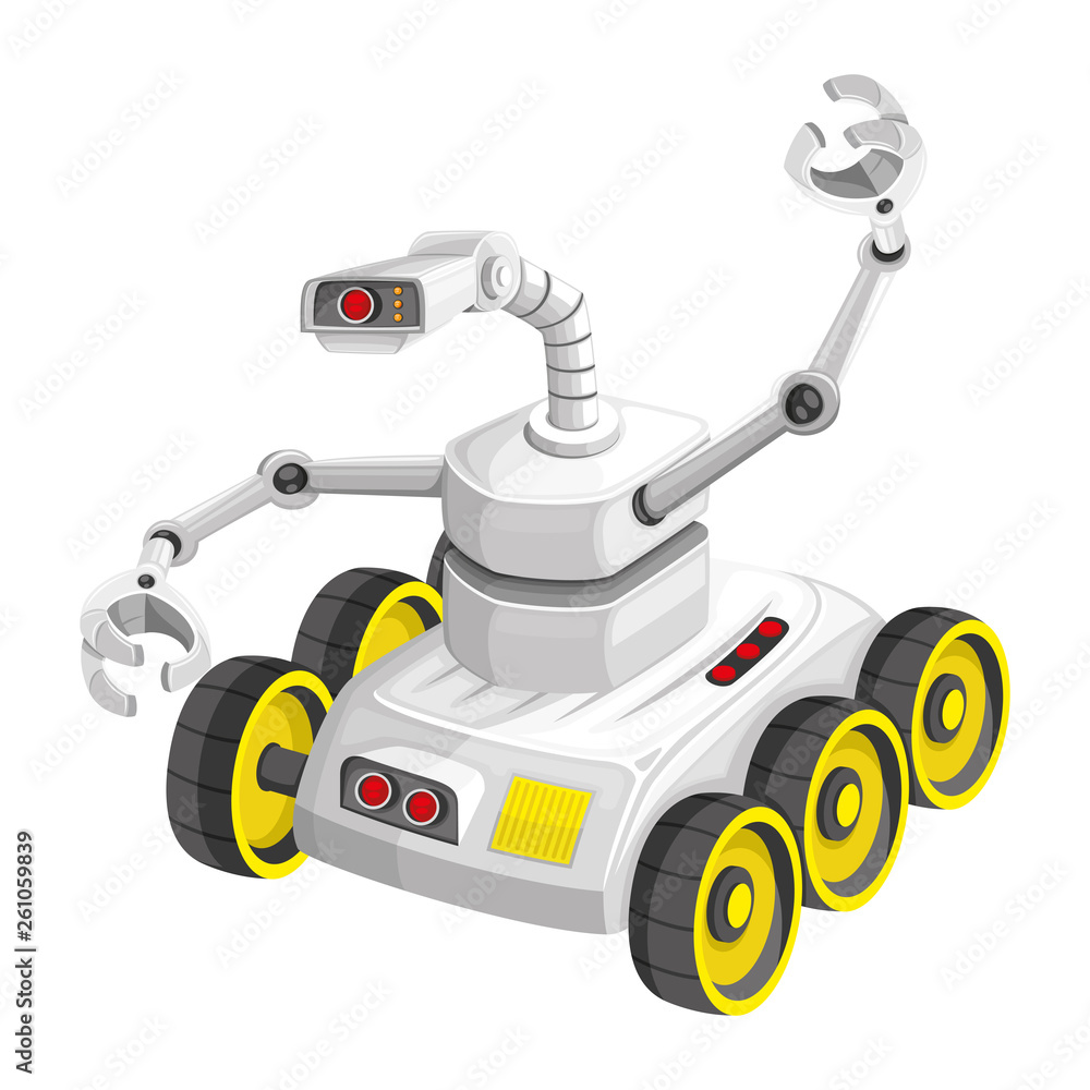 Robot on wheels on a white background. Stock Vector | Adobe Stock