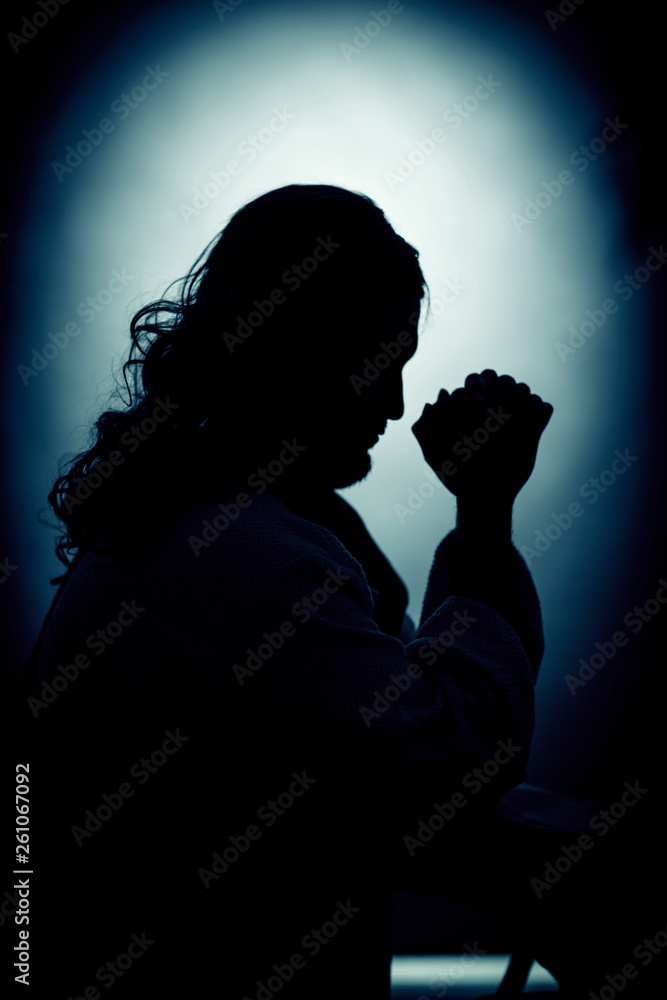 Jesus Christ praying at night Stock Photo | Adobe Stock