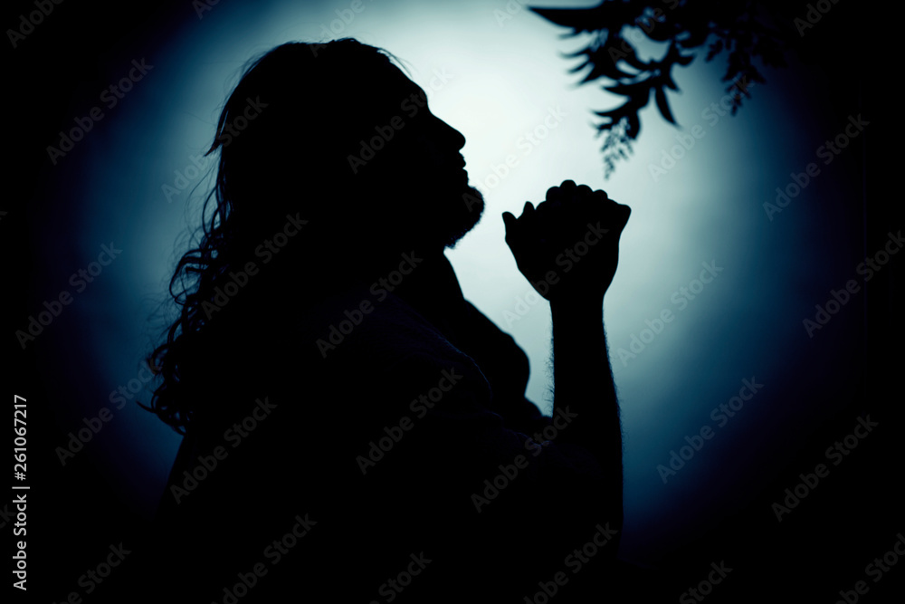 Jesus Christ praying at night Stock Photo | Adobe Stock