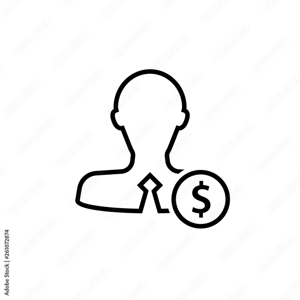 Labor cost concept outline icon. Clipart image isolated on white ...