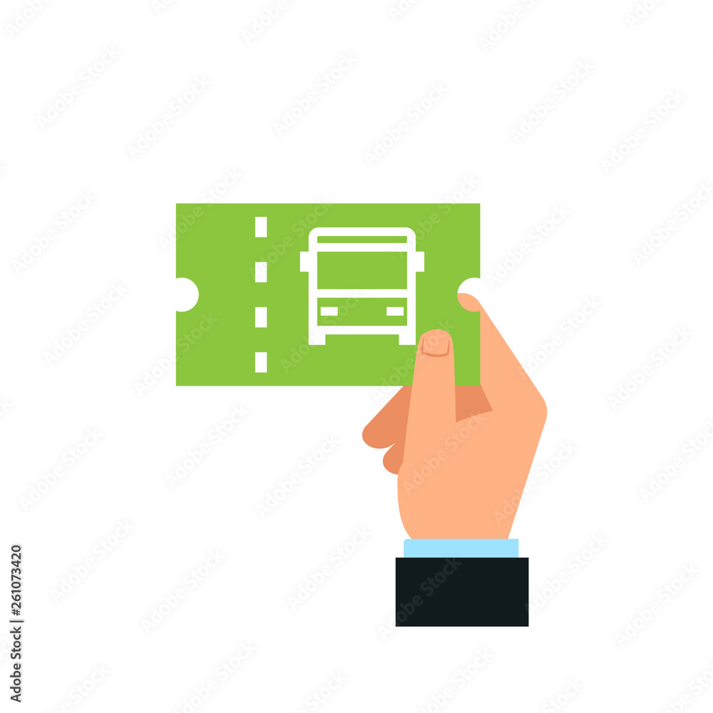 Hand holding bus ticket. Clipart image isolated on white background ...