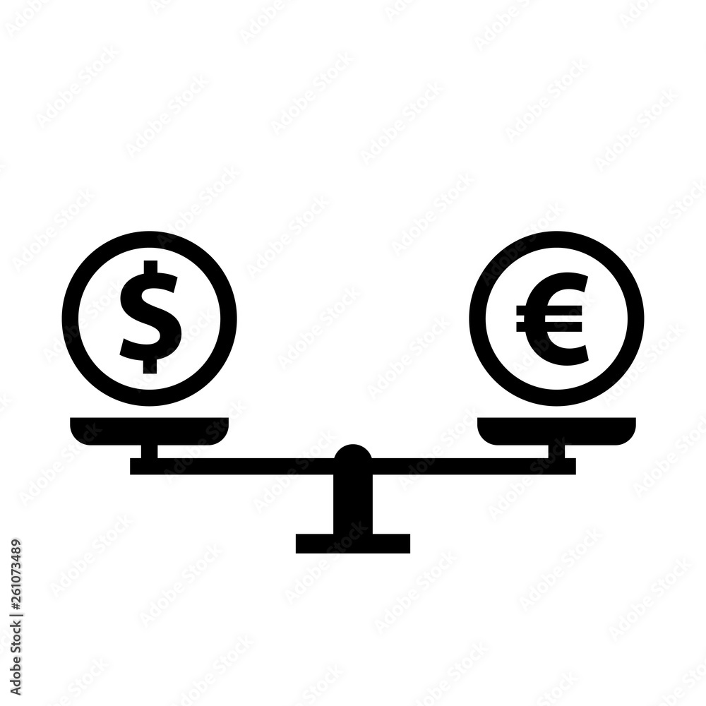 Money compare concept silhouette icon. Clipart image isolated on white ...