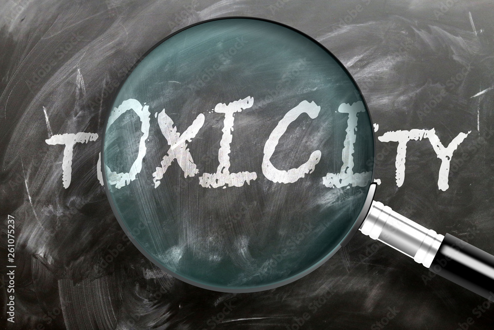 Learn, study and inspect toxicity - pictured as a magnifying glass ...