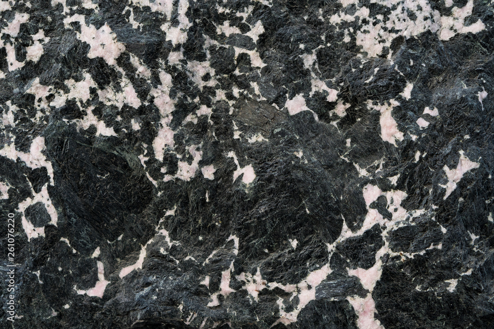 The texture of the gabbro. Black granite with white veins. Minerals ...
