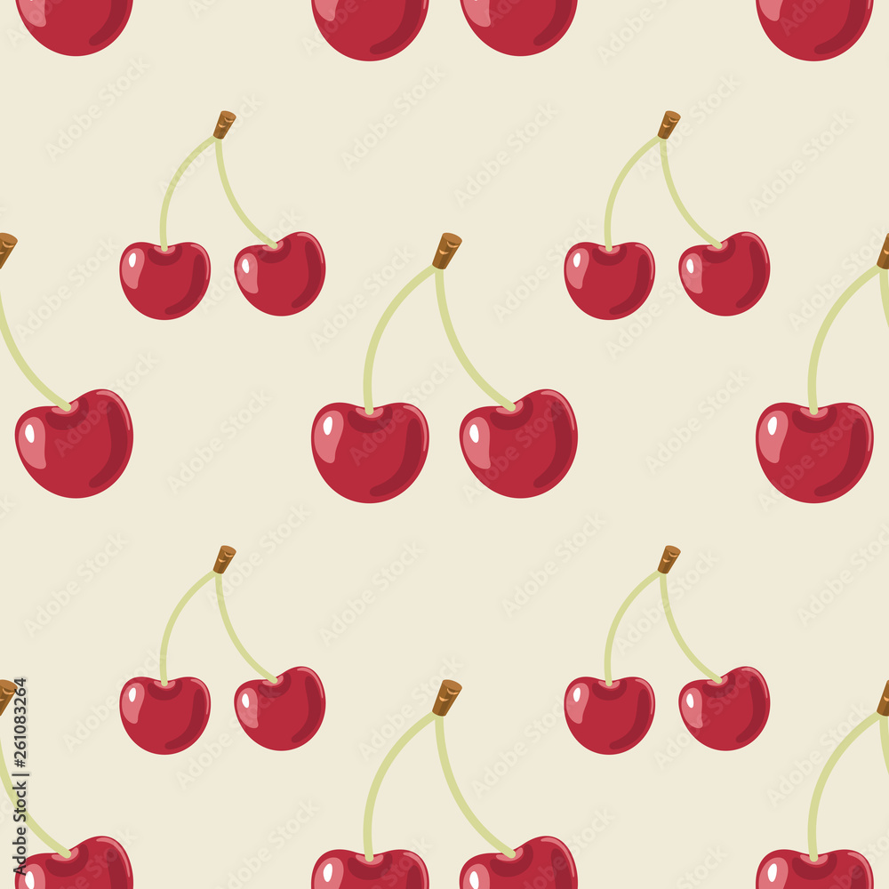 Cherry seamless vector cartoon drawing. Vector illustration. Stock ...