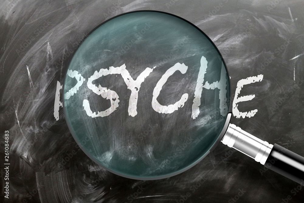 Learn, study and inspect psyche - pictured as a magnifying glass ...