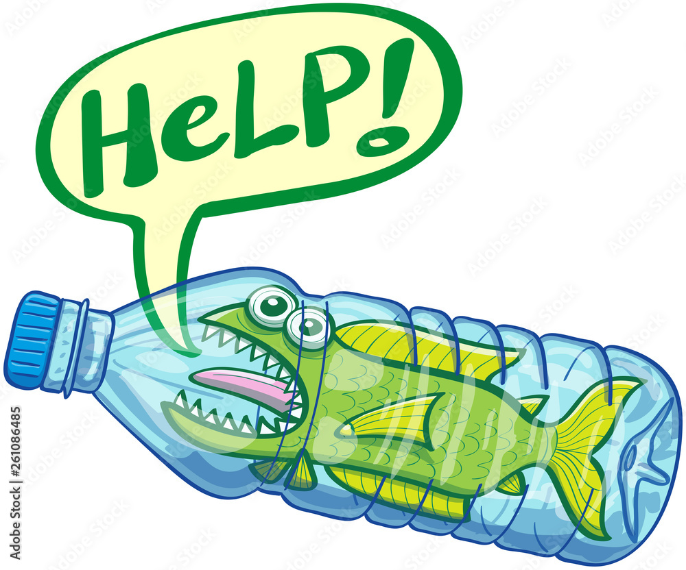 Stockillustratie Distressed green fish begging for help when keeping ...