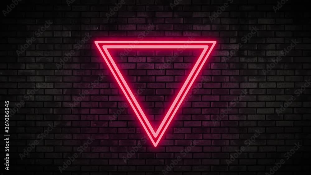 Neon Frame Light on Brick Wall. Night Club Bar Blinking Neon Sign ...