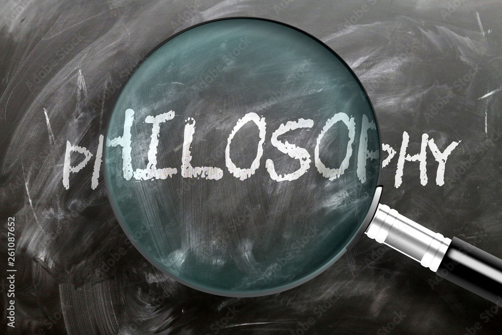 Learn, study and inspect philosophy - pictured as a magnifying glass ...