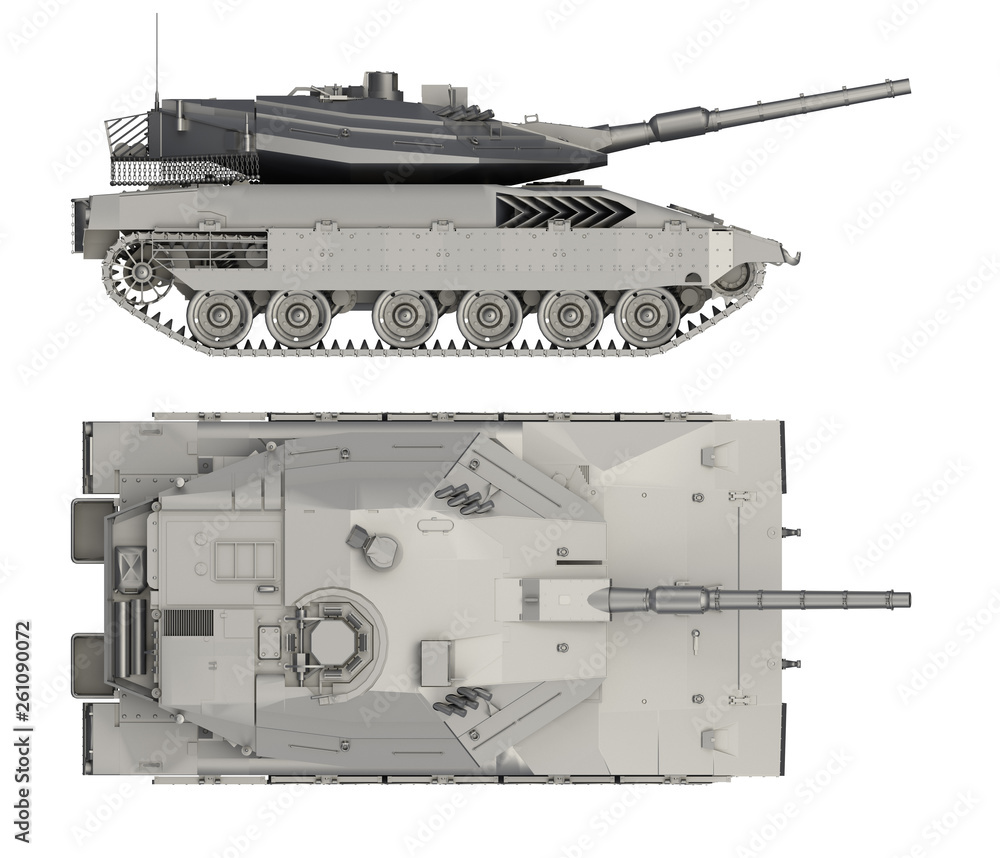 military tank side and top view isolated on white Stock Illustration ...