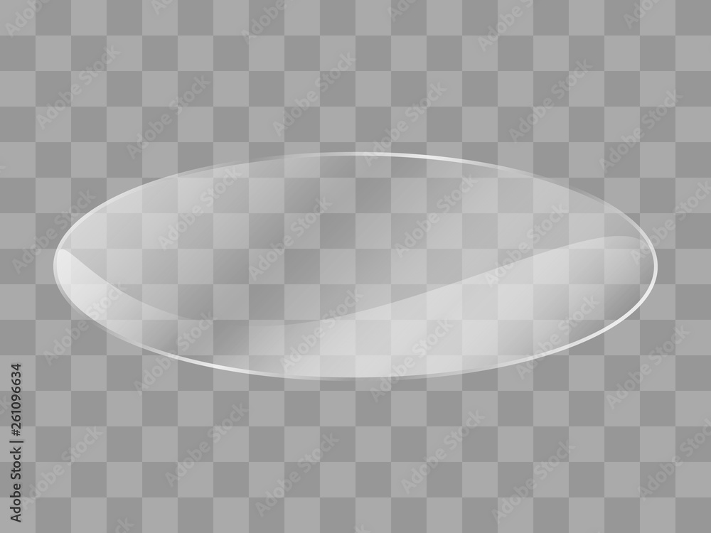 Reflecting ellipse, oval glass banner on transparent background Stock ...
