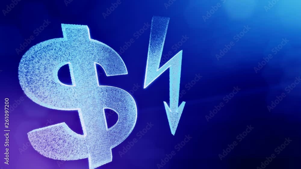 dollar sign and emblem of lighting bolt. Finance background of luminous ...