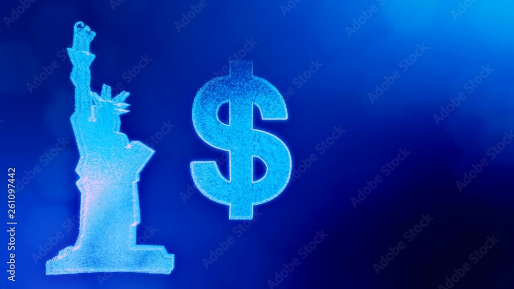dollar sign and emblem of The Statue of Liberty. Finance background of ...