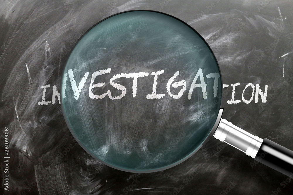 Learn, study and inspect investigation - pictured as a magnifying glass ...