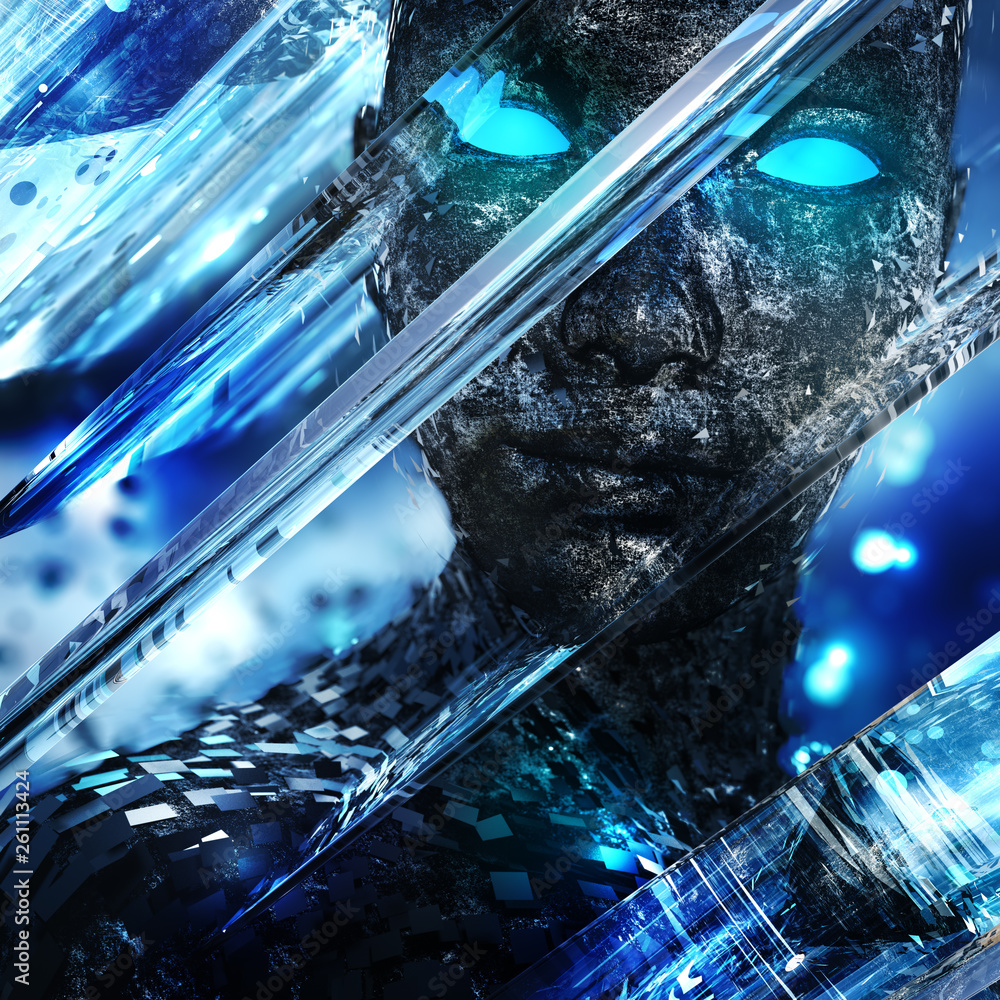 Poster concept art of high technology artificial intelligence in human ...