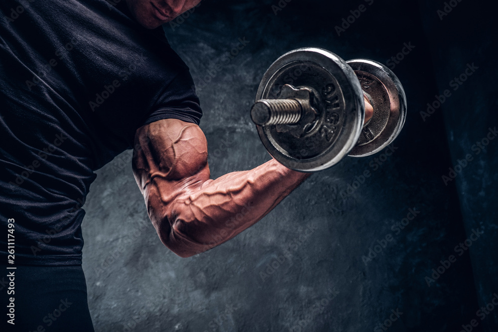 Closeup detailed photo shoot of bodybuilder's arm Stock Photo | Adobe Stock