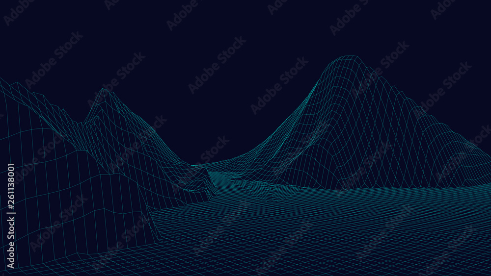 3d technology vector illustration. Abstraction. Landscape design of ...