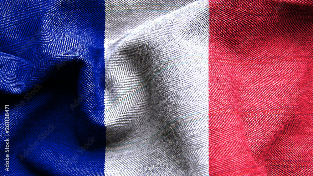 High resolution France flag flowing with texture fabric detail Stock ...