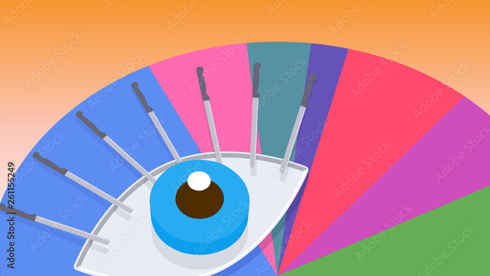 Competition for Online Attention, illustrated by cake, knives, and oval ...