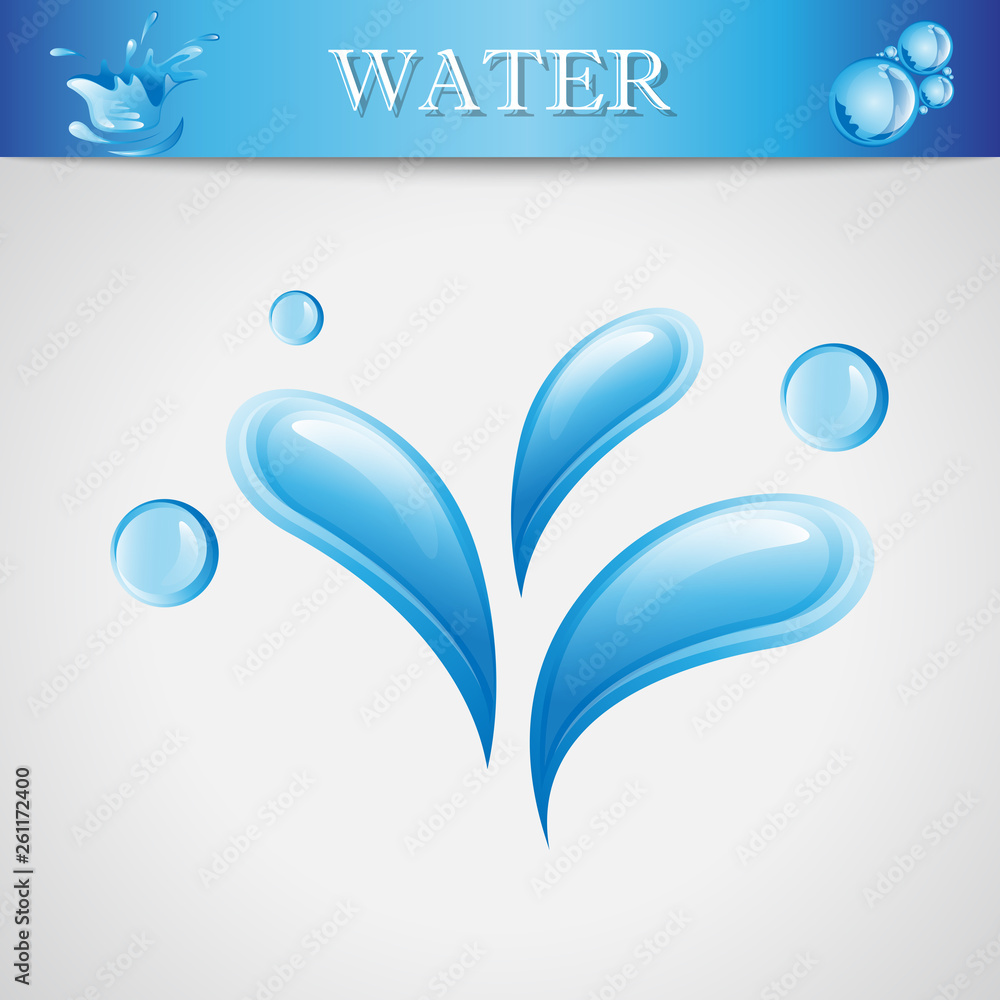 Water Splash And Drop Icon - Isolated On Gray Background. Vector ...