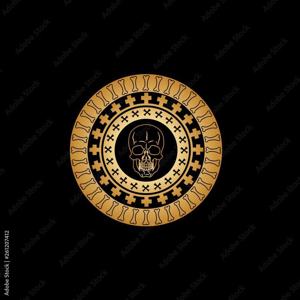 Vetor de Gothic circular ornament with patterns from the crossed tibial ...