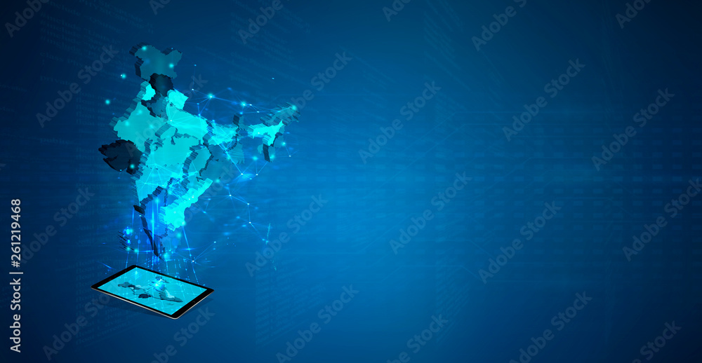 DIGITAL INDIA MAP 3D ILLUSTRATION Stock Illustration | Adobe Stock