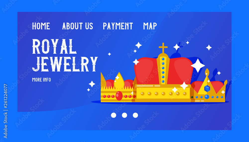 Royal jewelry banner, web design vector illustration. Crowns collection ...