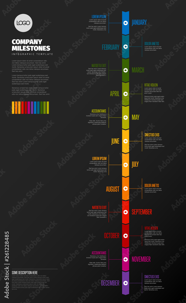 Full year timeline template Stock Vector | Adobe Stock