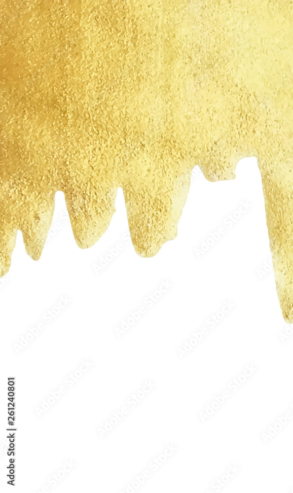 Gold paint drip isolated on white background Stock Vector | Adobe Stock