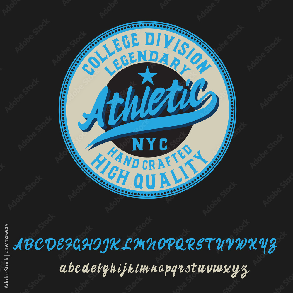 Athletic. Classic retro badge. Script and serif font. Handmade logo and ...
