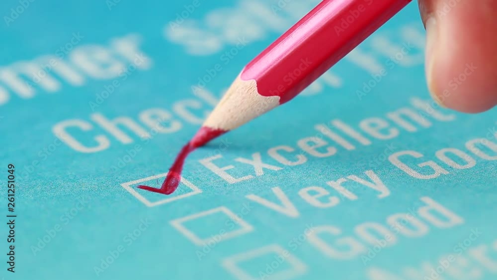 Businessman checklist box excellent over application form for feedback ...