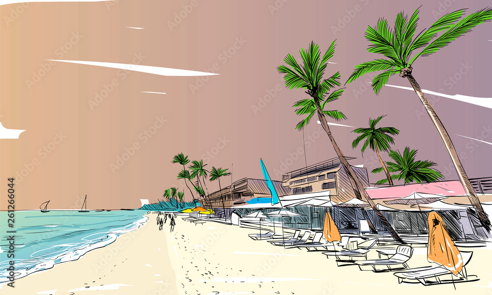 Philippines. Beautiful tropical island. Resort. Sandy beaches with ...