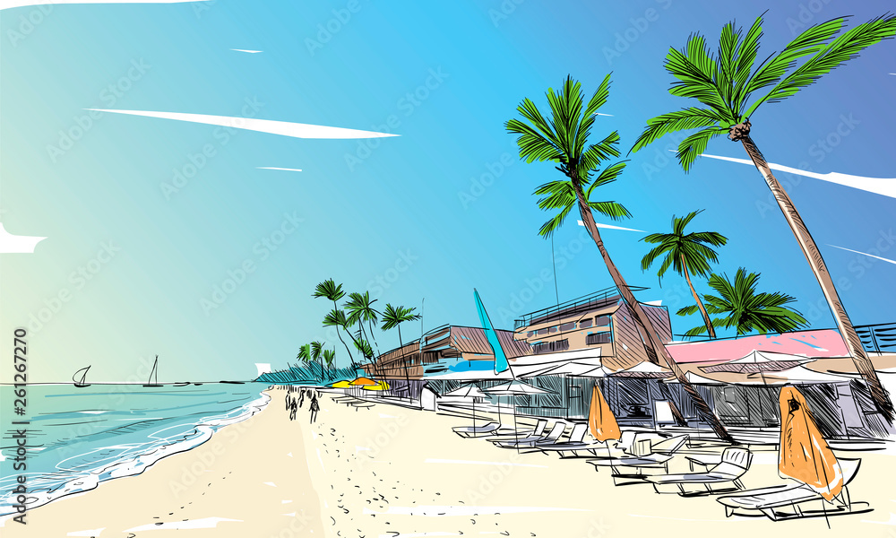 Philippines. Beautiful tropical island. Resort. Sandy beaches with ...