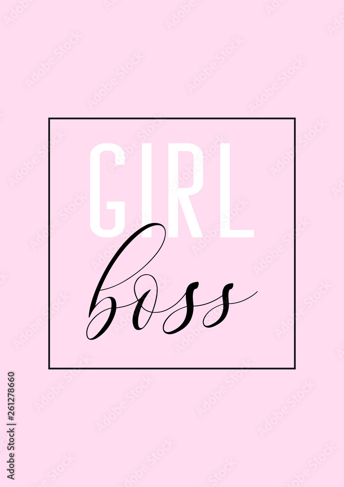 Girl boss poster,card,printable. Girly quote lettering. Stock Photo ...