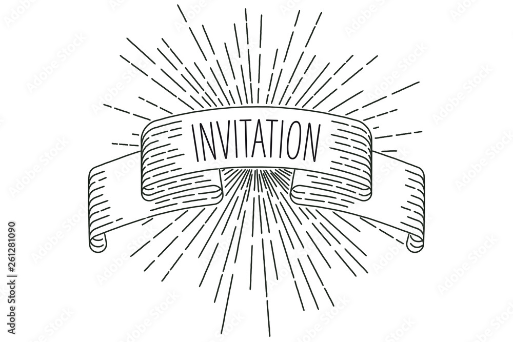 Invitation banner. Ribbon banner greeting card in vintage look with ...