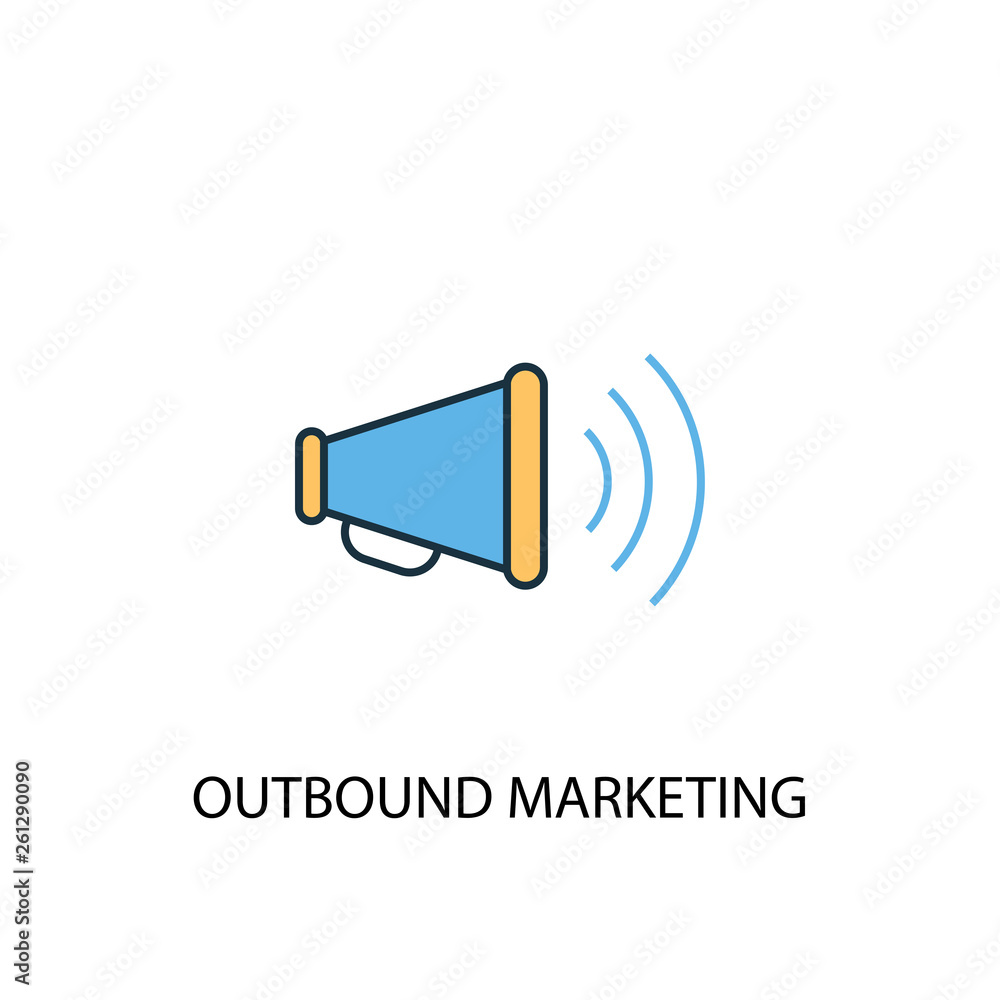 outbound marketing concept 2 colored line icon. Simple yellow and blue ... outbound marketing concept 2 colored line icon. Simple yellow and blue ...