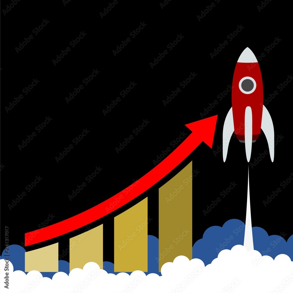 Office infographics showing growth rates, growing chart icon Stock ...