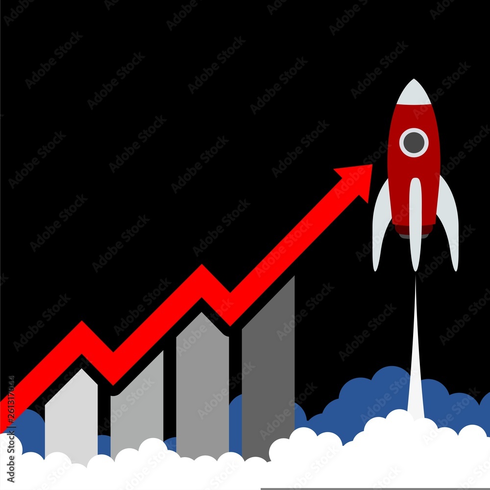 Office infographics showing growth rates, growing chart icon Stock ...