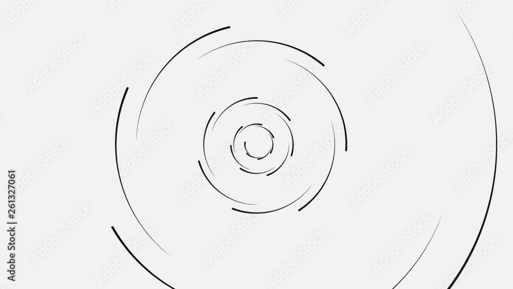 Abstract spiral of black lines on white background. Animation. Swirling ...