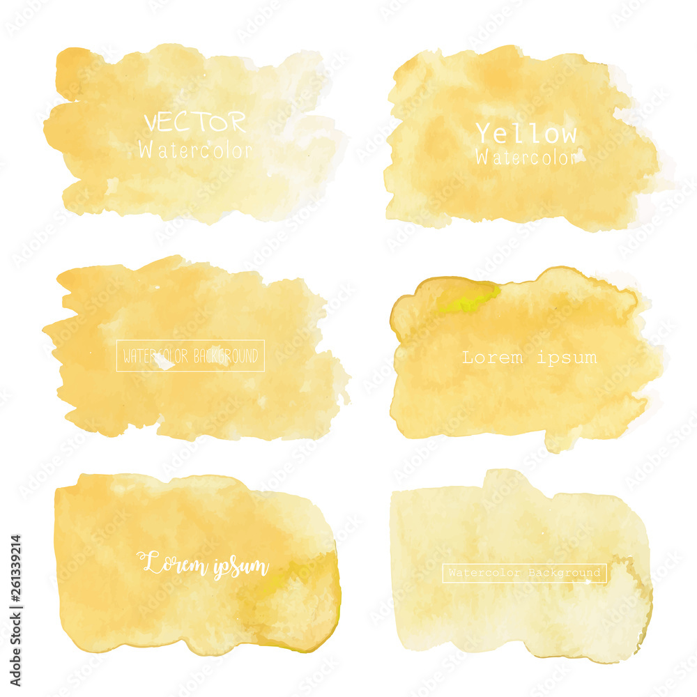 Yellow watercolor background, Pastel watercolor logo, Vector ...