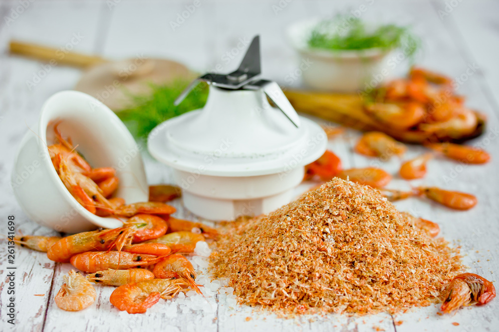 Shrimp powder, prawn powder - homemade spicy seasoning from dried and ...